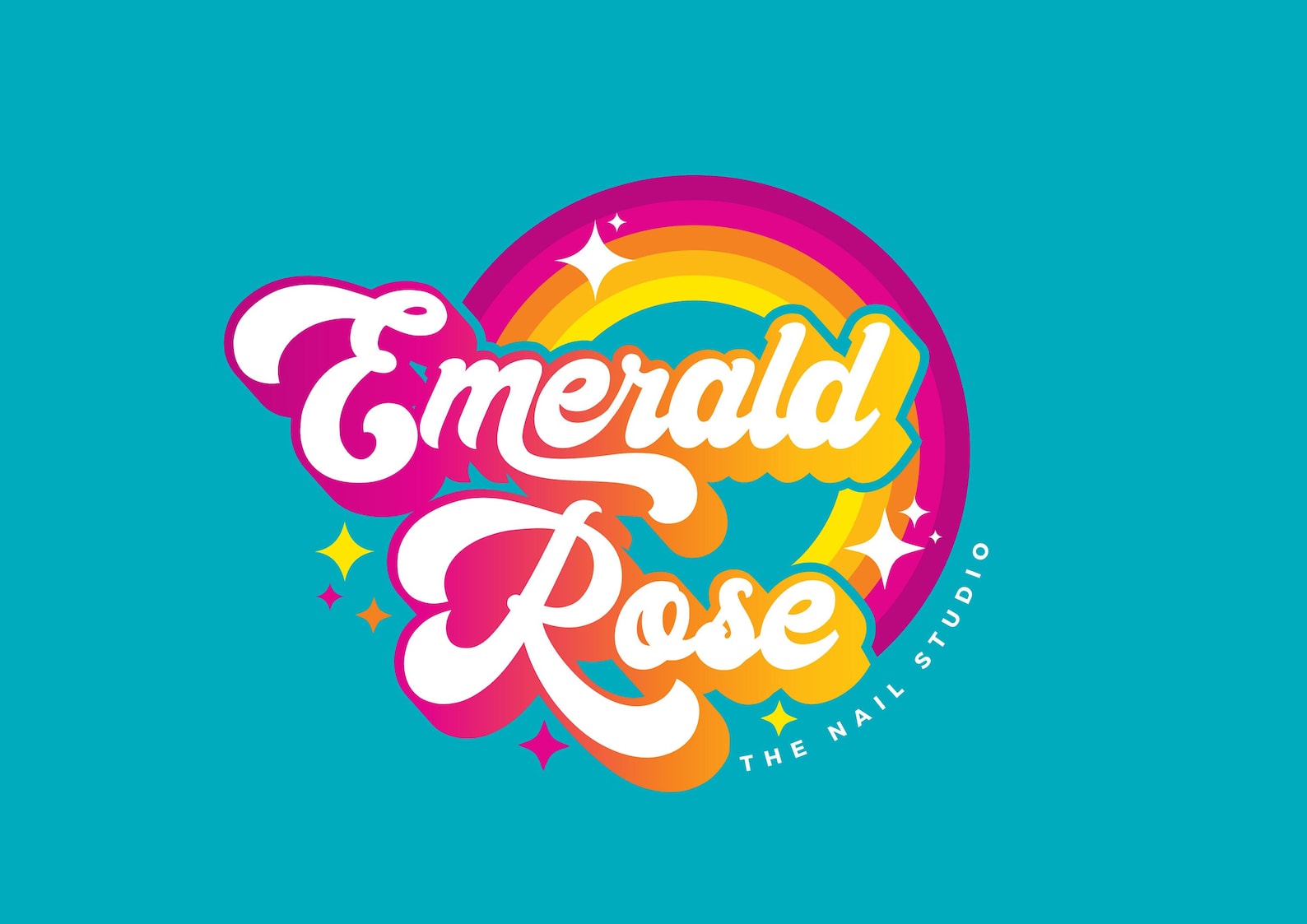 Retro Sunset Rainbow Logo Bundle, Bohemian Business Card Design - Etsy