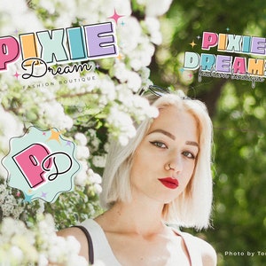 DIY Sparkle Logo Canva Template | Pixie Dreams Pretty Editable Retro Logo Design - Premade ...