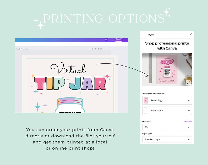 Virtual Tip Jar Sign 8x10 | Editable Canva Template- Pastel Rainbow ...