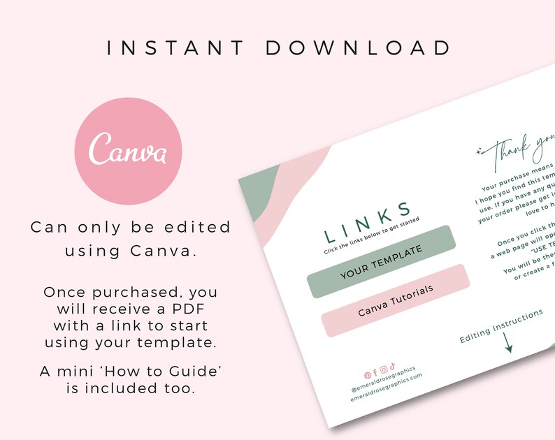 Thank You Card | Editable Canva Template- Daisy Girl Customisable Thank ...