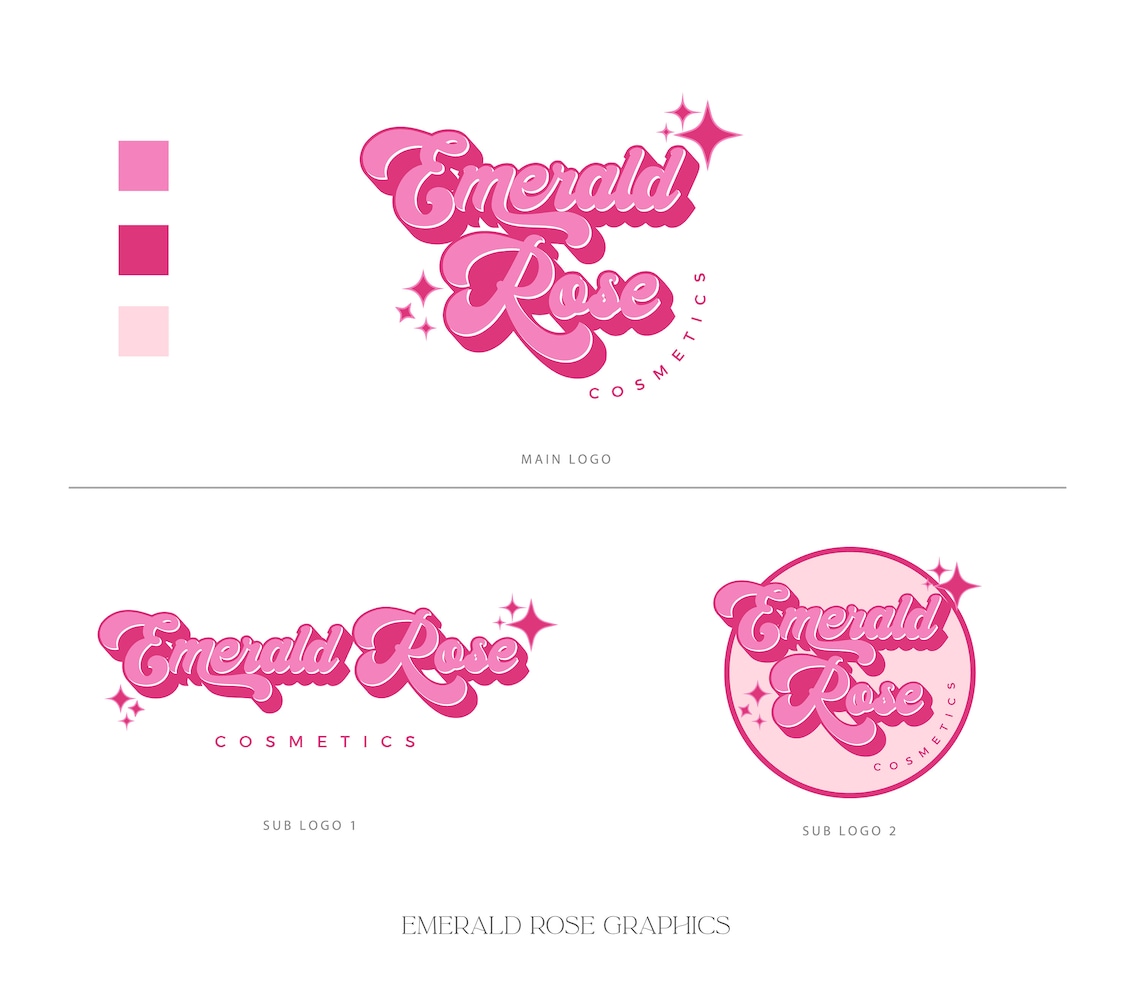 Pink Retro Logo Pretty Beauty Logo Bundle Funky Logo - Etsy