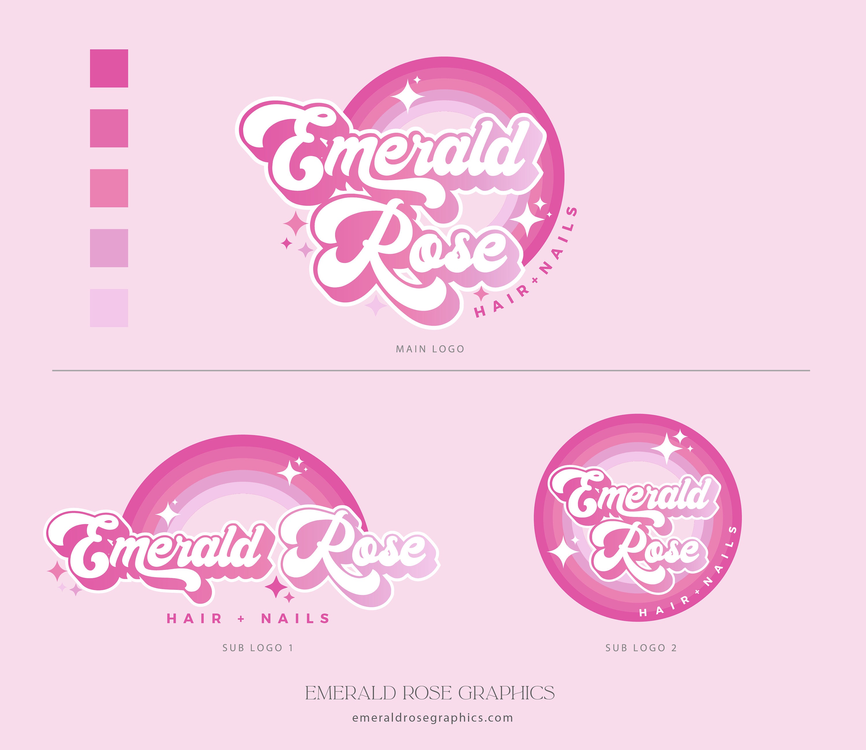 Rainbow Pink Retro Logo Pretty Beauty Logo Bundle Funky Logo - Etsy