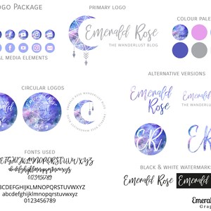 Pre-made Logo Pink Space Moon Website Logo Wanderlust Blog - Etsy