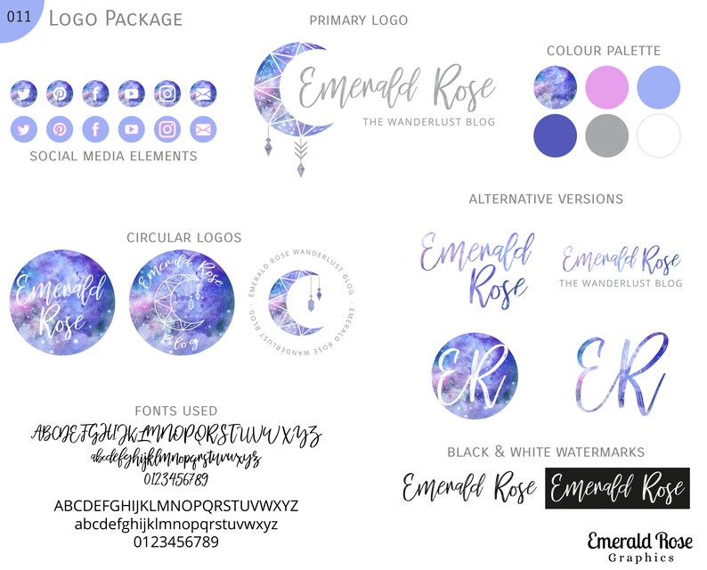 Pre-made Logo Pink Space Moon Website Logo Wanderlust Blog - Etsy