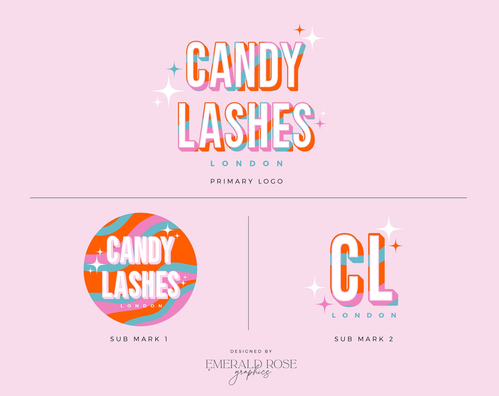 Candy Lashes Logo Colourful Orange Pink Teal Logo Business - Etsy