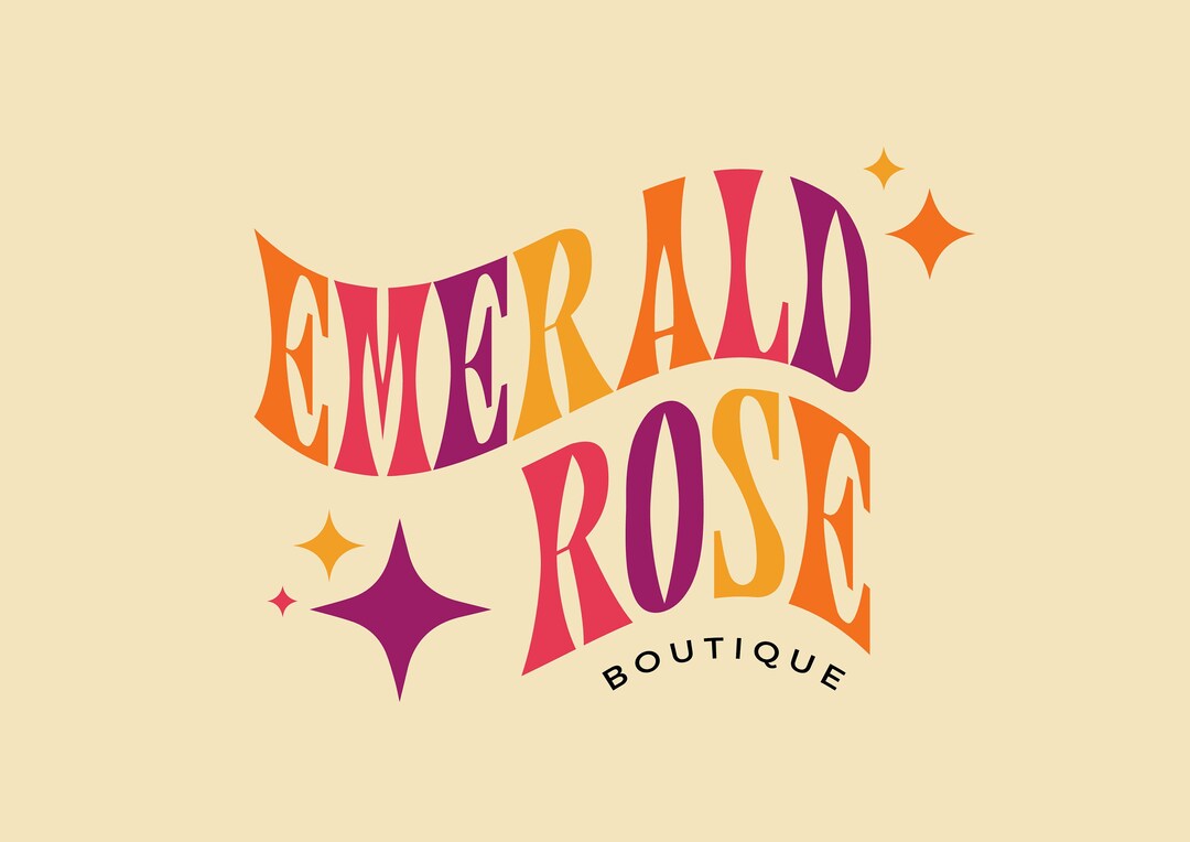Rainbow Retro Logo Design, 70s Groovy Style (PNG) - Etsy