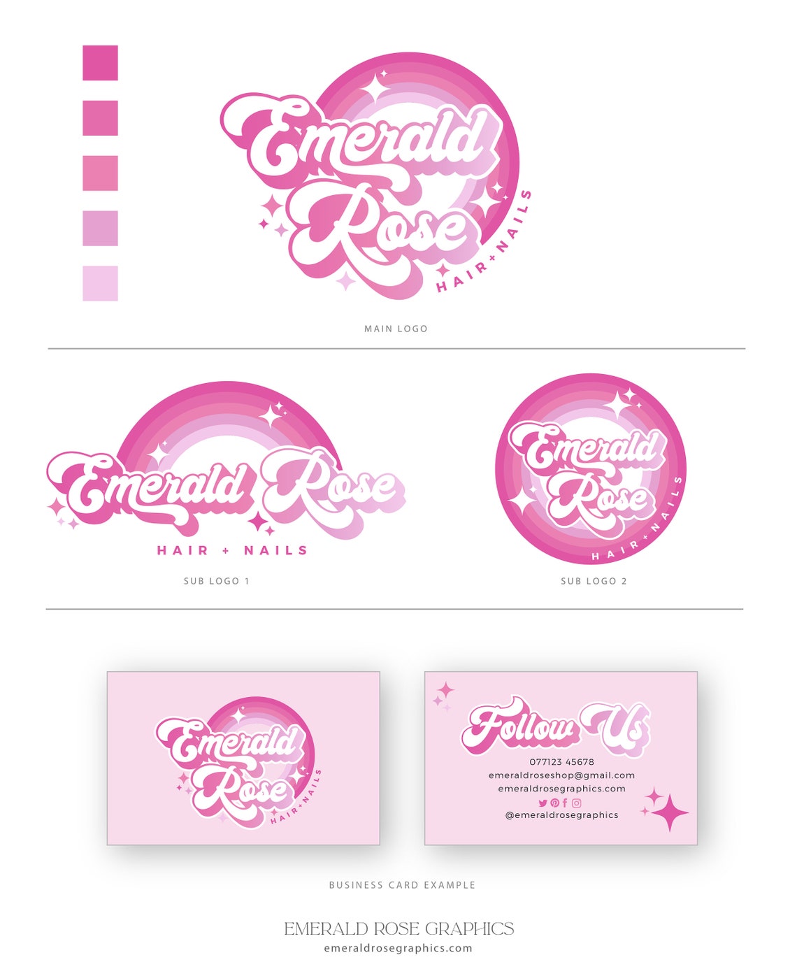 Rainbow Pink Retro Logo Pretty Beauty Logo Bundle Funky Logo - Etsy