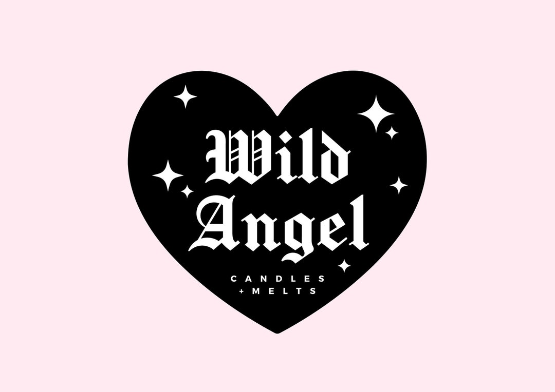 Wild Angel Heart Logo | Pre Made Retro Black Heart Logo Design by ...