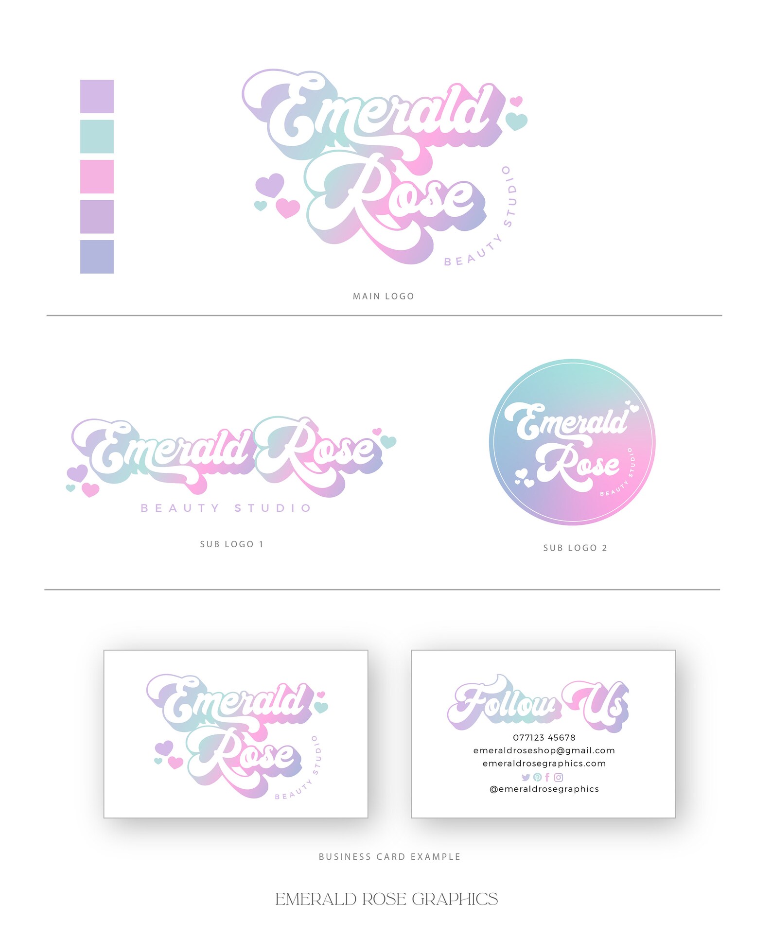 Pastel Retro Logo Pretty Beauty Pink Logo Funky Logo | Etsy