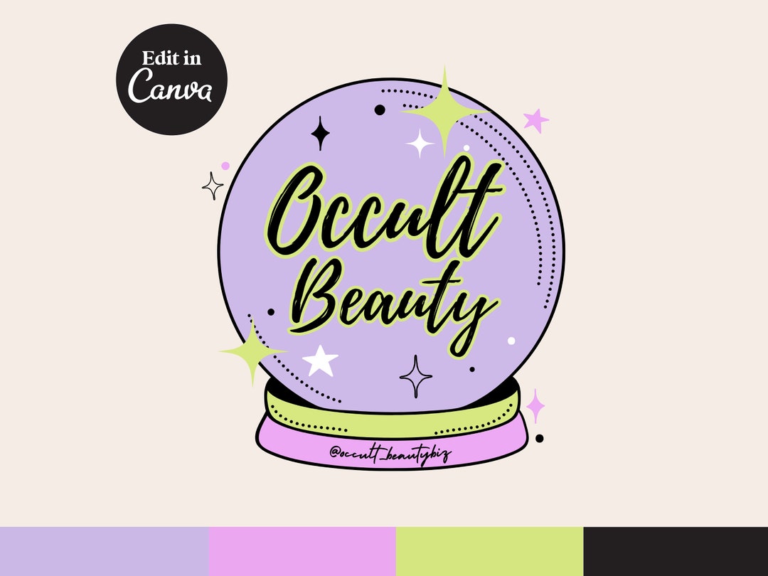 CANVA Crystal Ball Logo DIY Template | Occult Beauty Editable Logo ...