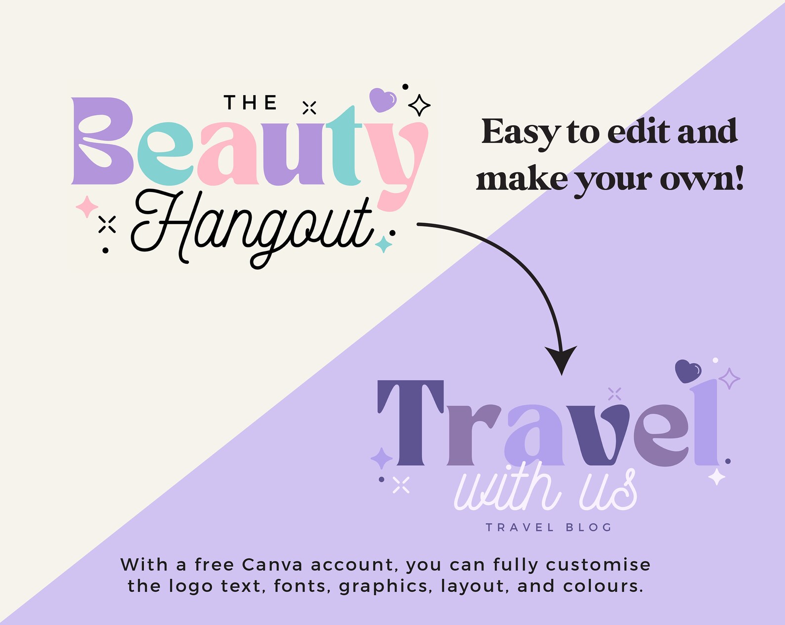 Canva Pastel Logo DIY Template | the Beauty Hangout Pretty Editable ...