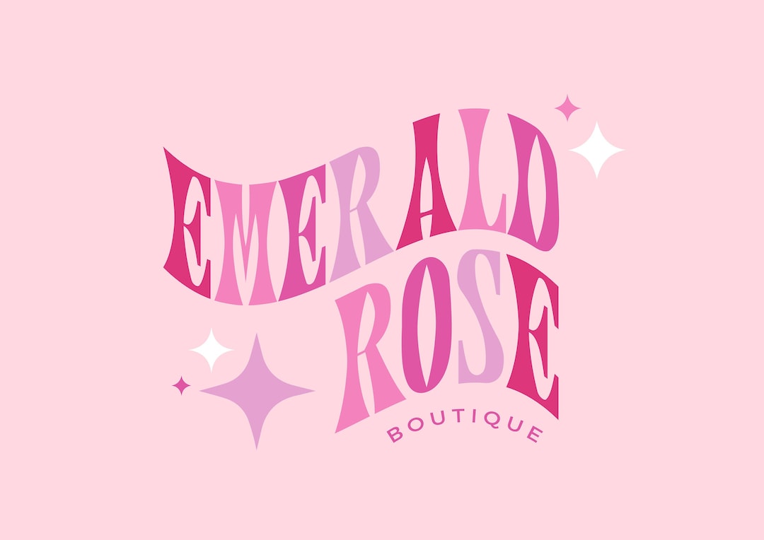 Curvy Pink Retro Logo, Groovy 50s Logo Cool, Instagram, Star Logo ...