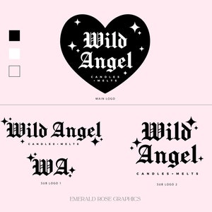 Wild Angel Heart Logo | Pre Made Retro Black Heart Logo Design by ...