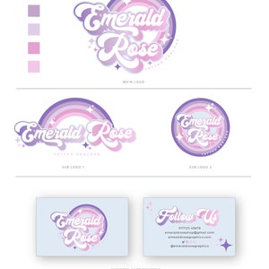 Rainbow Retro Pink Violet Logo, Cute Beauty Logo, Funky Logo Branding ...