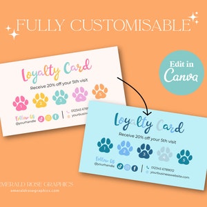 Dog Grooming Loyalty Card Canva Template | Business Card Design, DIY ...
