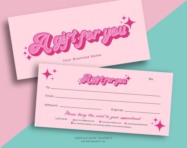 Gift Certificate Editable Canva Template Pink Retro - Etsy