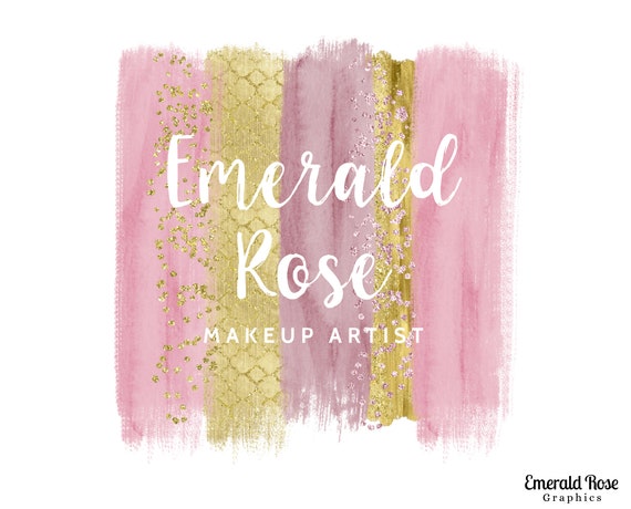 Pink and Gold Logo Website Business Logo Watercolour Logo | Etsy