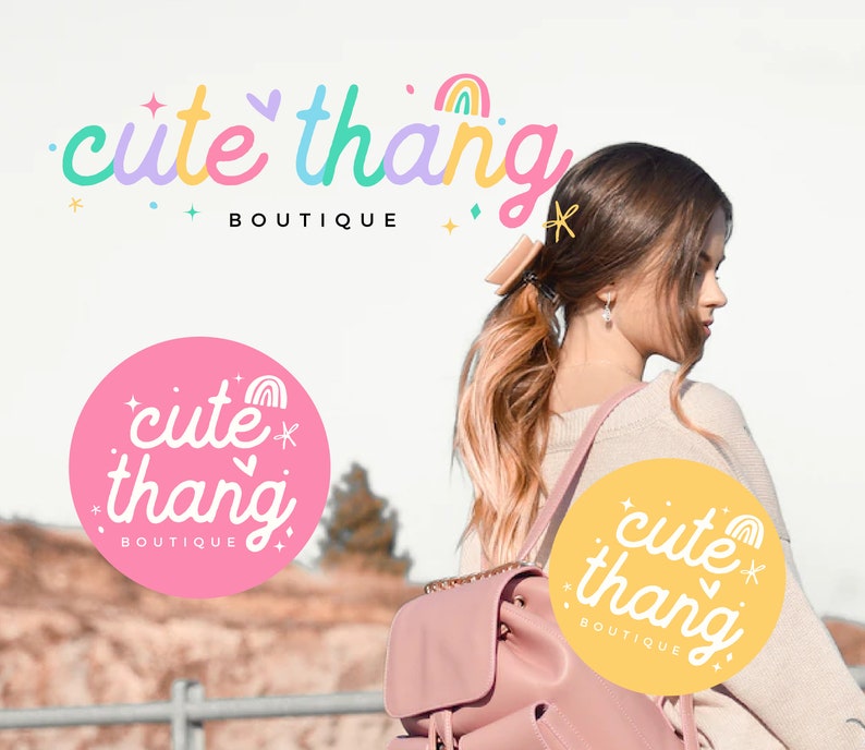 Cute Rainbow Logo Branding Funky Logo Bundle Pretty Logo - Etsy UK