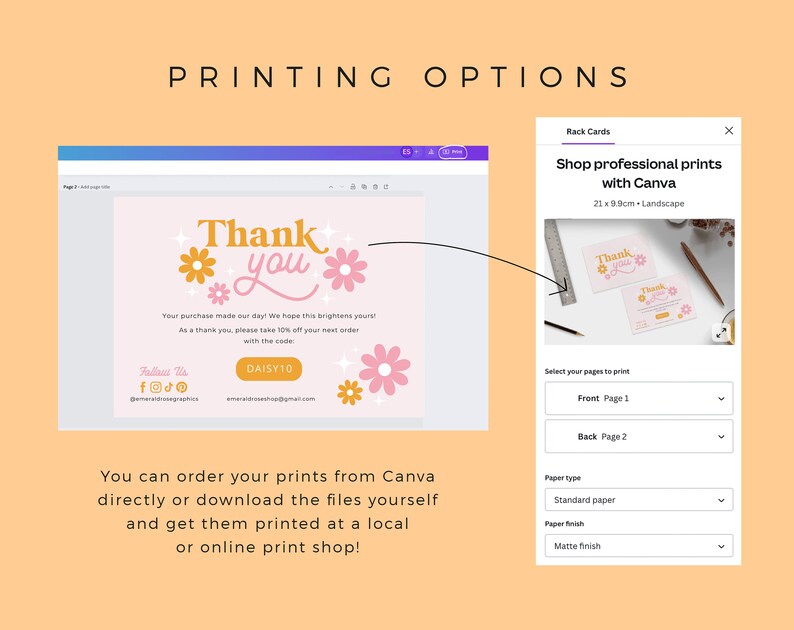 Thank You Card | Editable Canva Template- Daisy Girl Customisable Thank ...