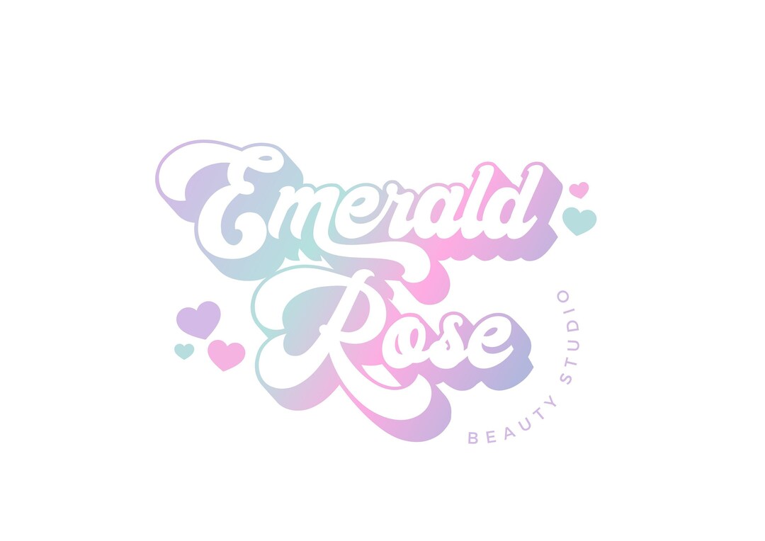 Pastel Retro Logo, Pretty Beauty Pink Logo, Funky Logo Branding Set ...