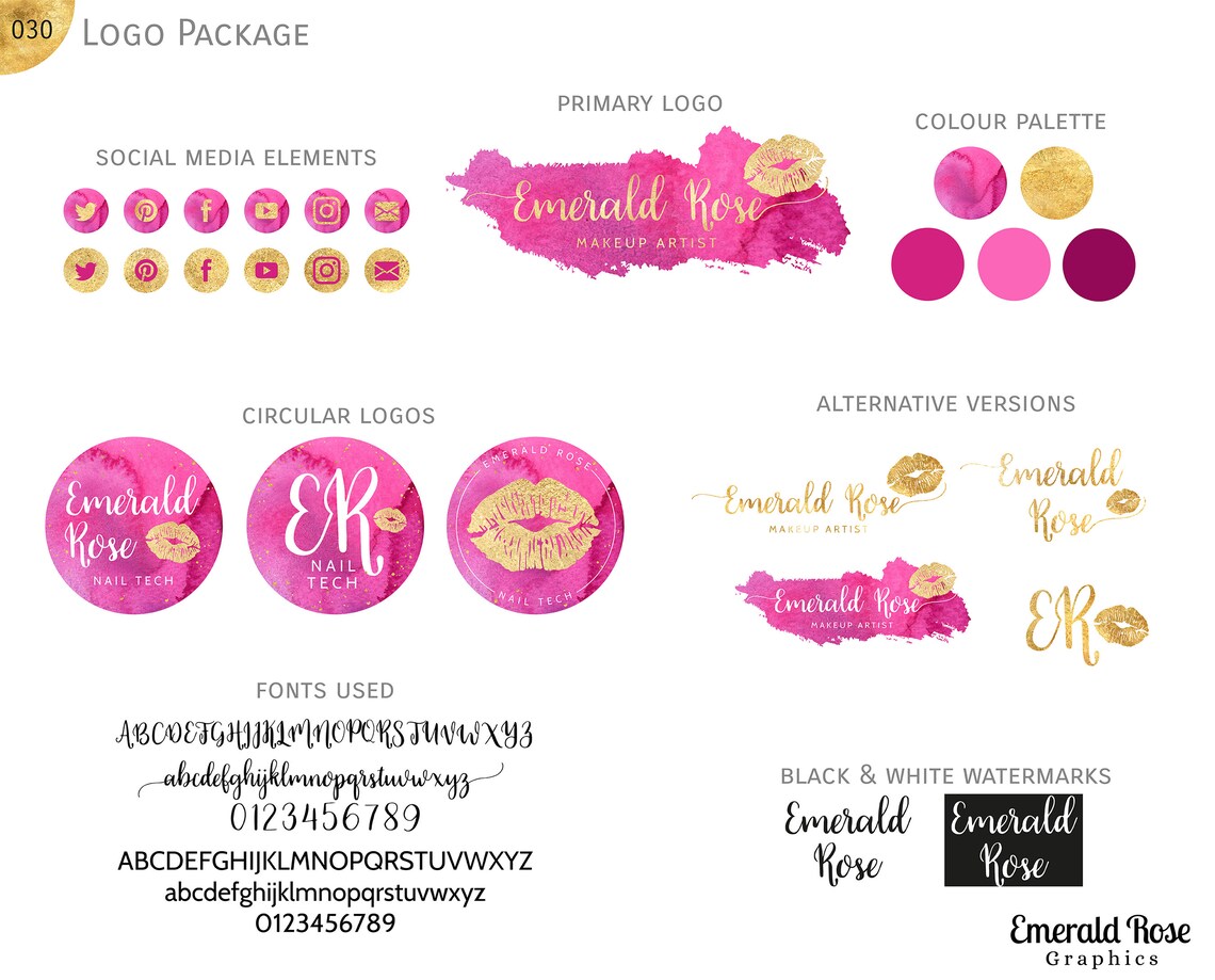 Pre-made Pink & Gold Logo Website Logo Business Logo | Etsy