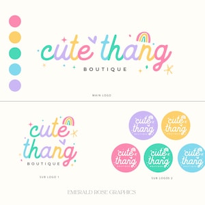 Cute Rainbow Logo Branding, Funky Logo Bundle, Pretty Logo Branding ...