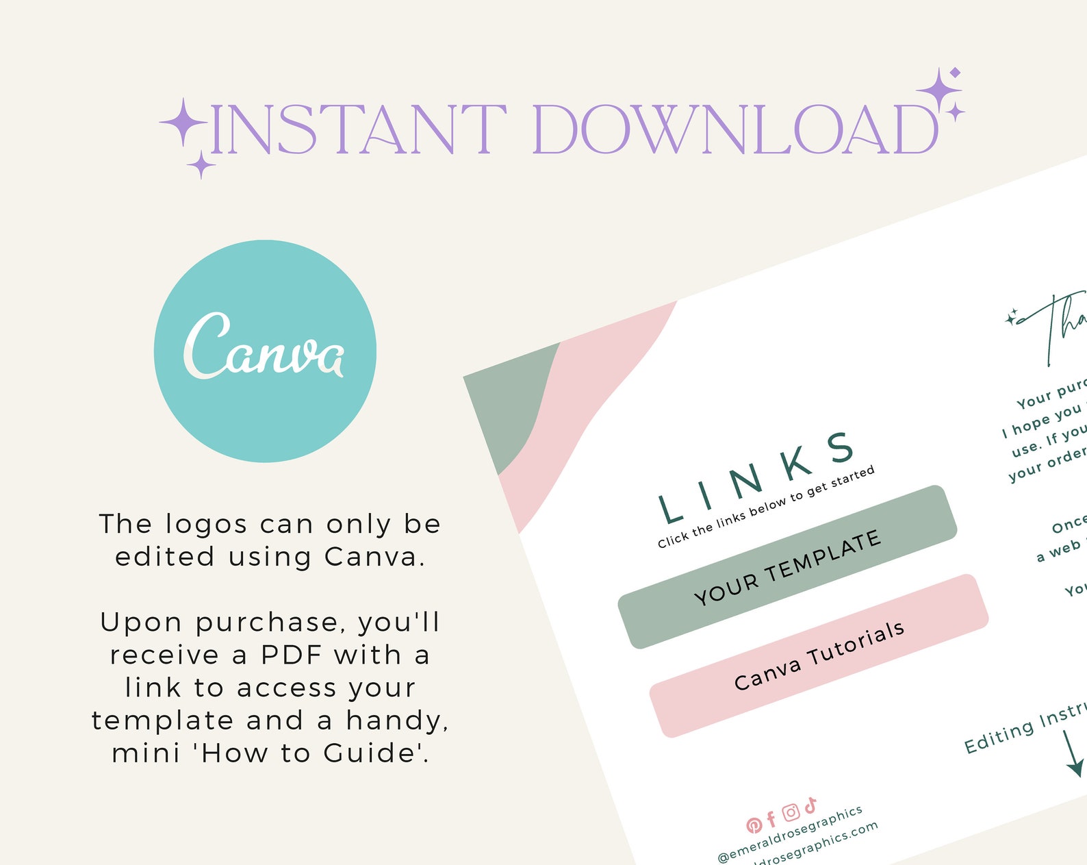 Canva Pastel Logo DIY Template the Beauty Hangout Pretty Editable Retro ...