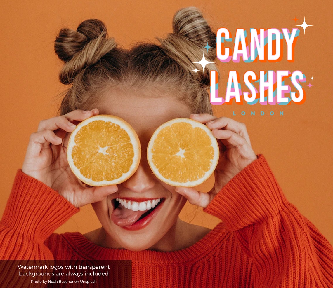 Candy Lashes Logo Colourful Orange Pink Teal Logo Business - Etsy