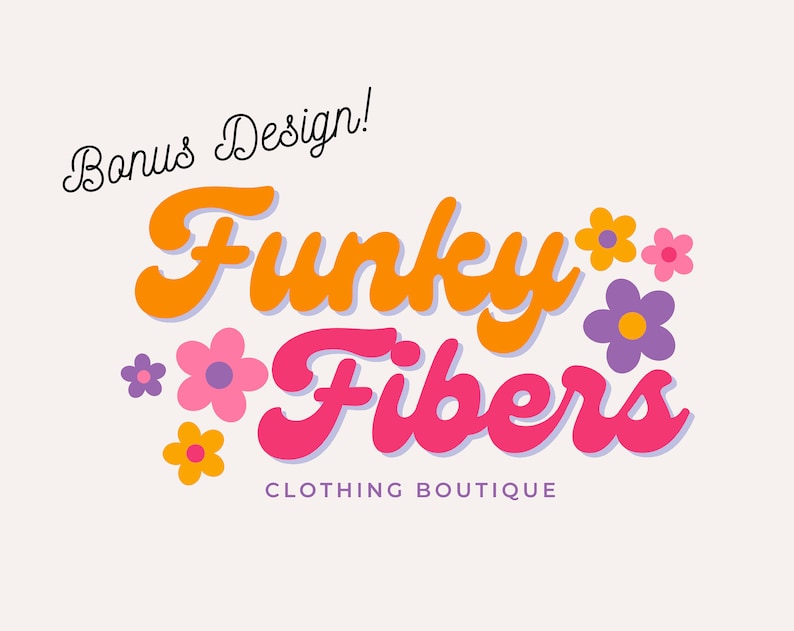 Canva Funky Flower Logo DIY Template | Fun Pretty Editable Retro Logo ...