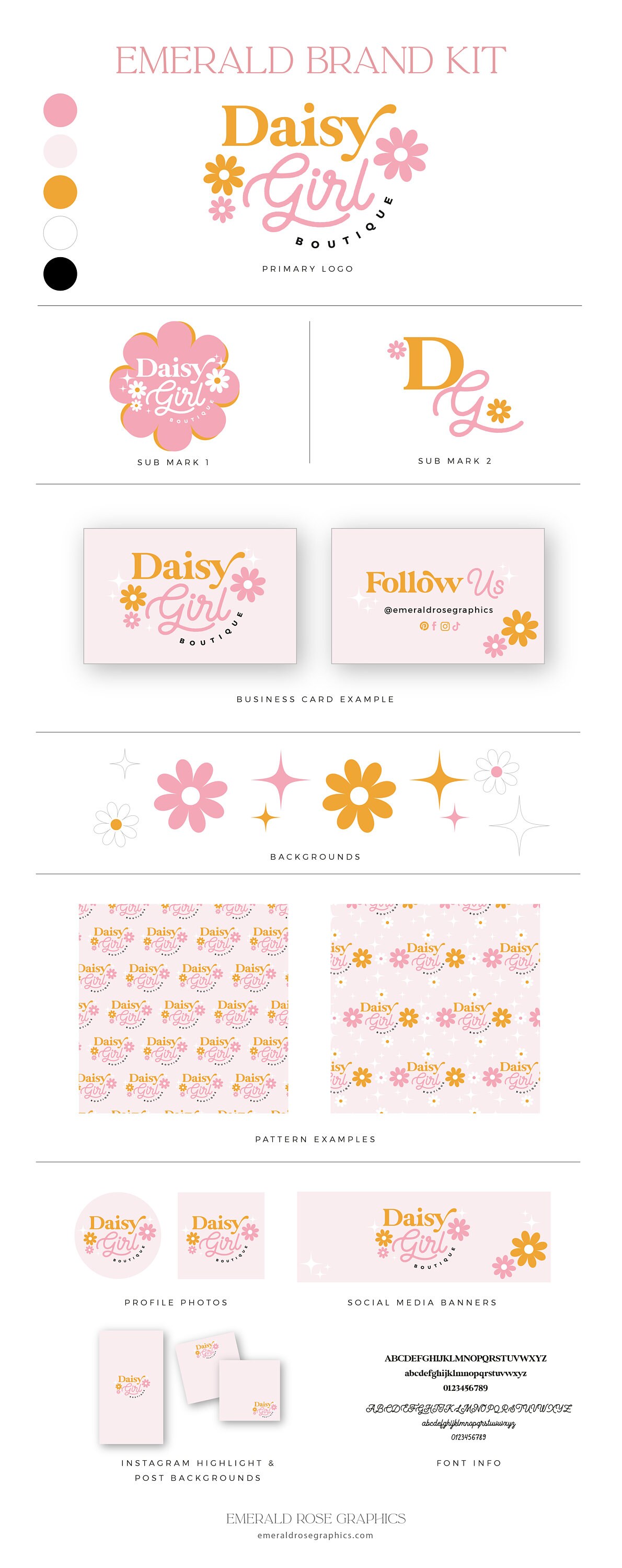 Daisy Girl Logo | Retro Colorful Branding, Business Card Design - Etsy