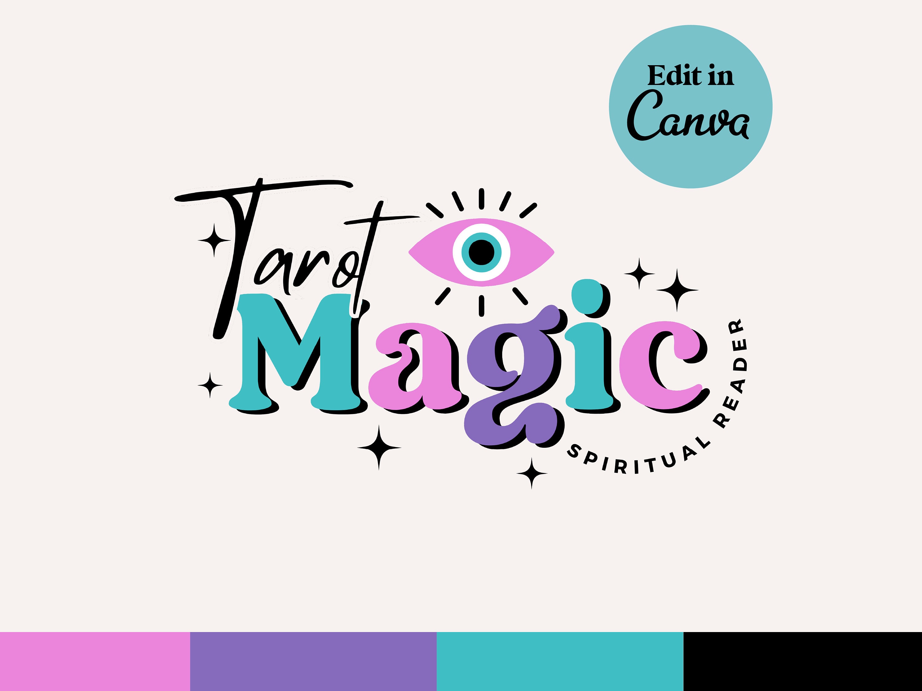 Canva Magic Eye Logo DIY Template | Tarot Magic Witch Editable Retro ...