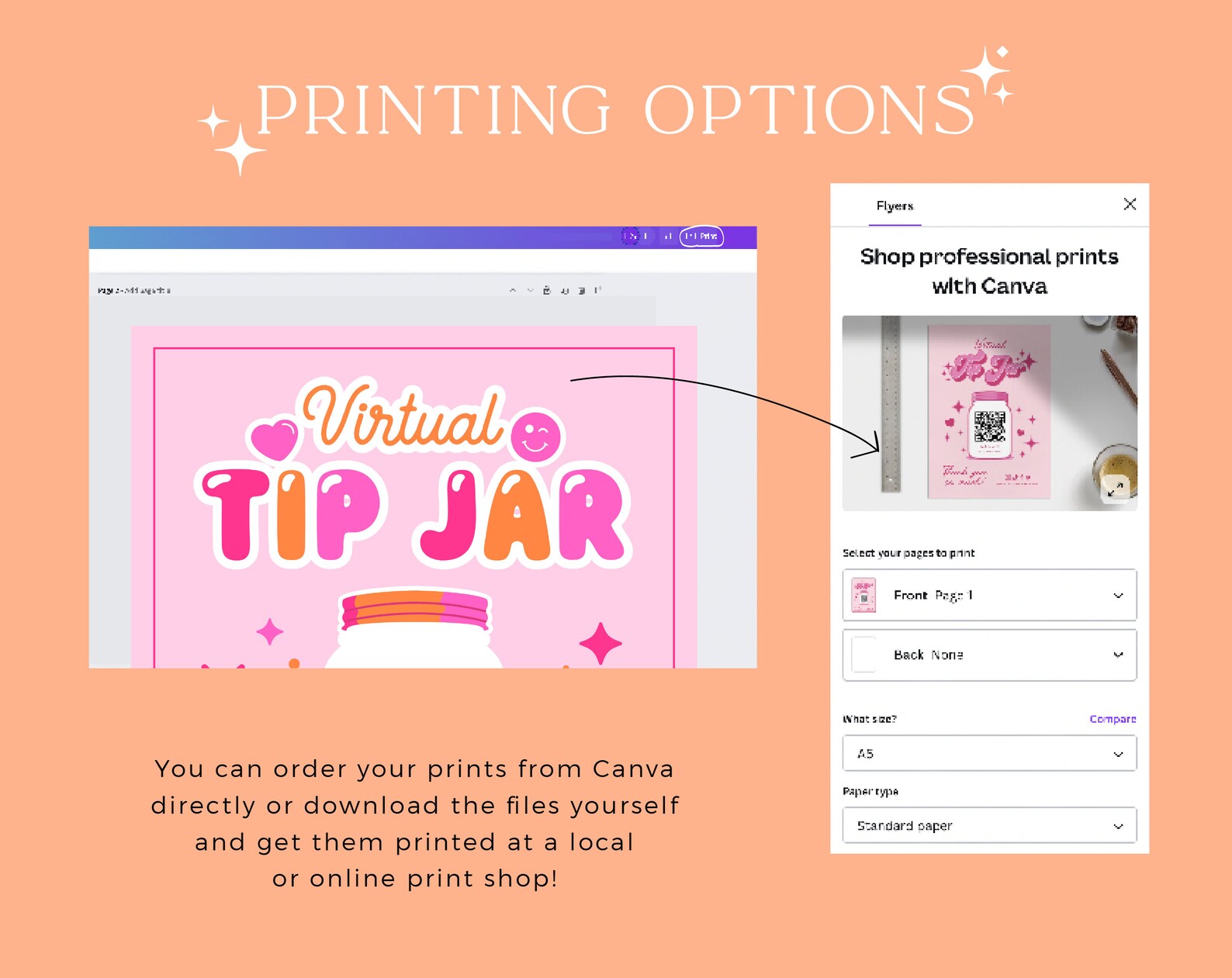 Virtual Tip Jar Sign 8x10 | Editable Canva Template- Cute Pink Bubble ...