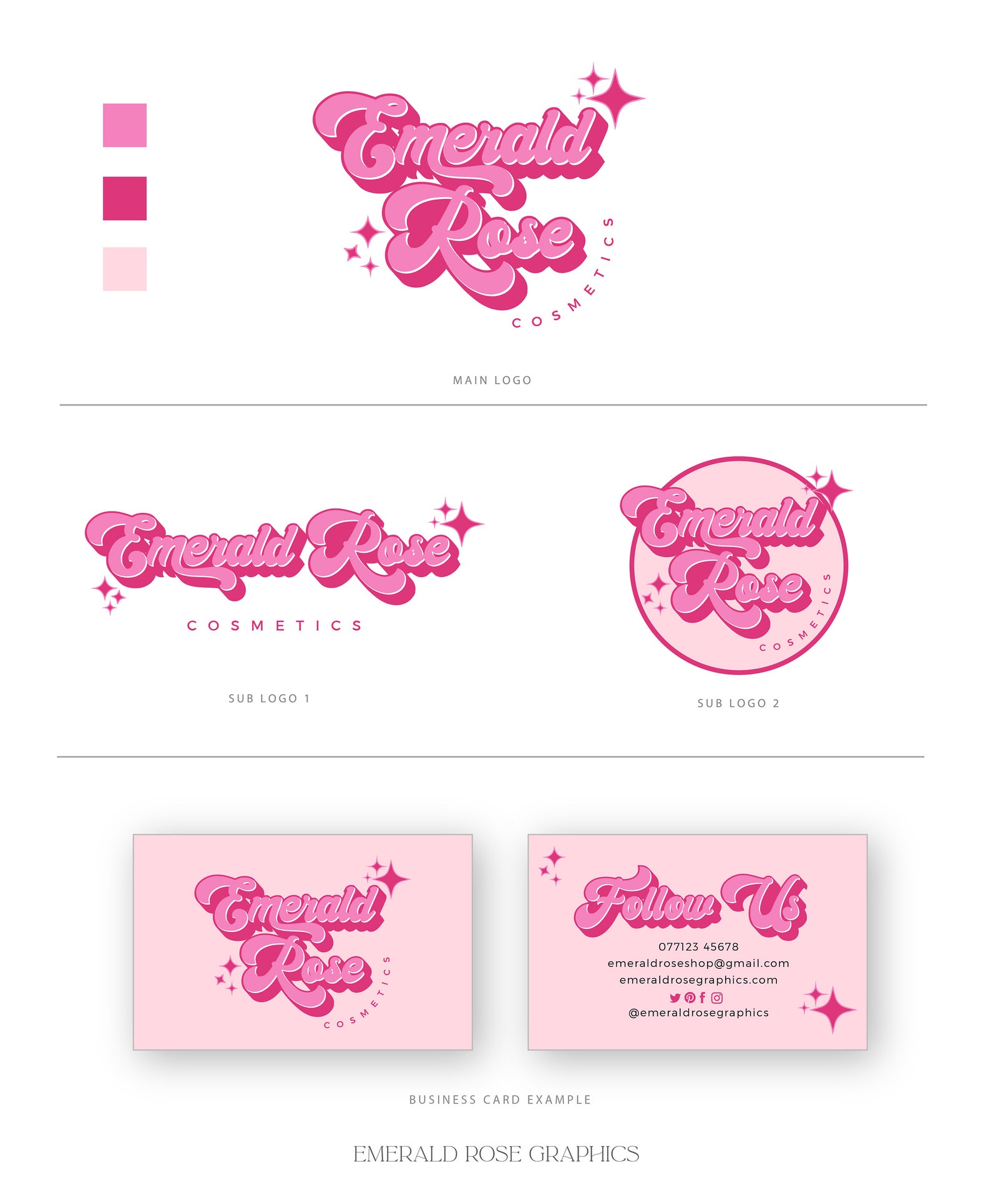 Pink Retro Logo Pretty Beauty Logo Bundle Funky Logo - Etsy