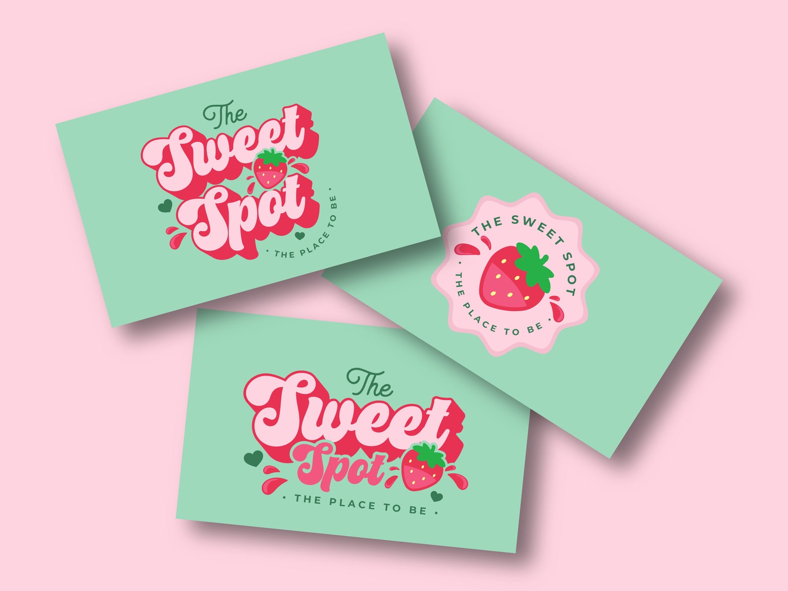DIY Pink Strawberry Logo Canva Template Editable Fun Retro Logo Design ...