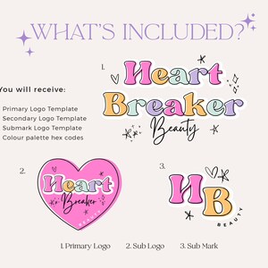 DIY Rainbow Heart Logo Canva Template | Heart Breaker Editable Retro ...