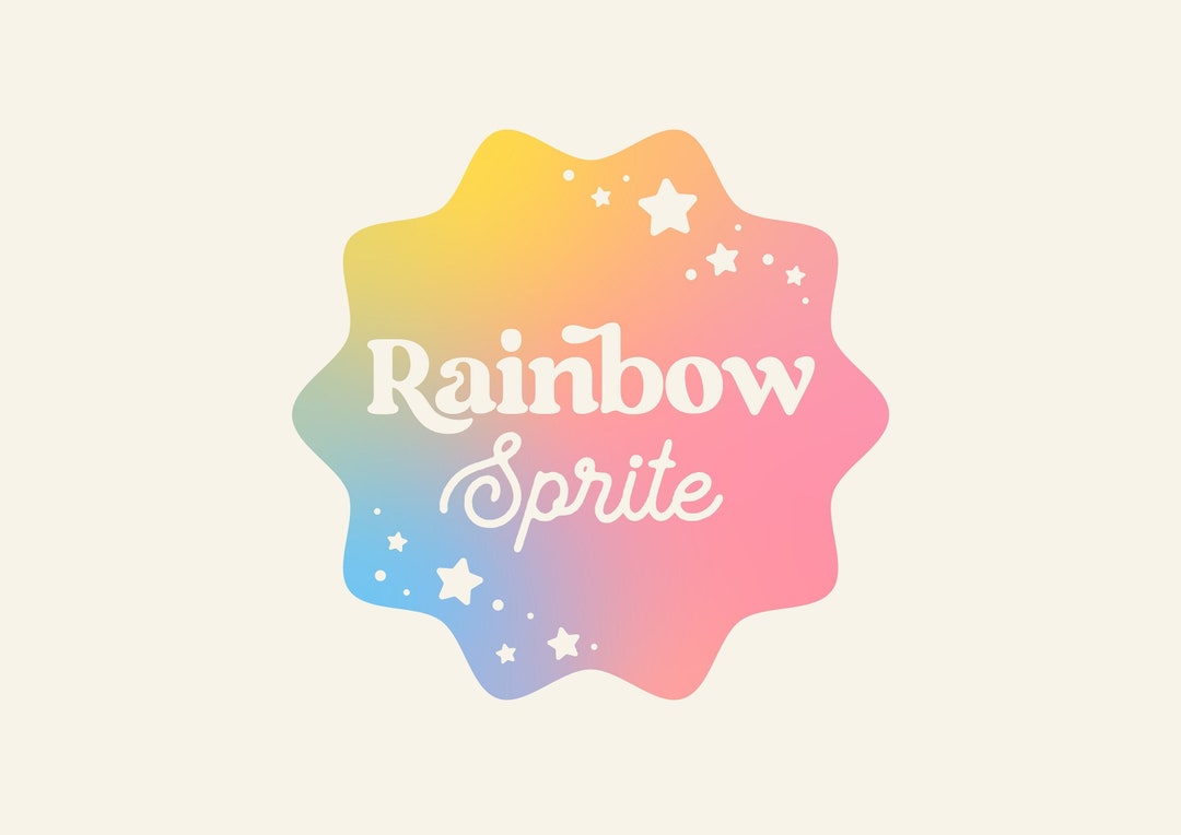 Rainbow Sprite Logo Colourful Retro Logo, Small Business Branding ...