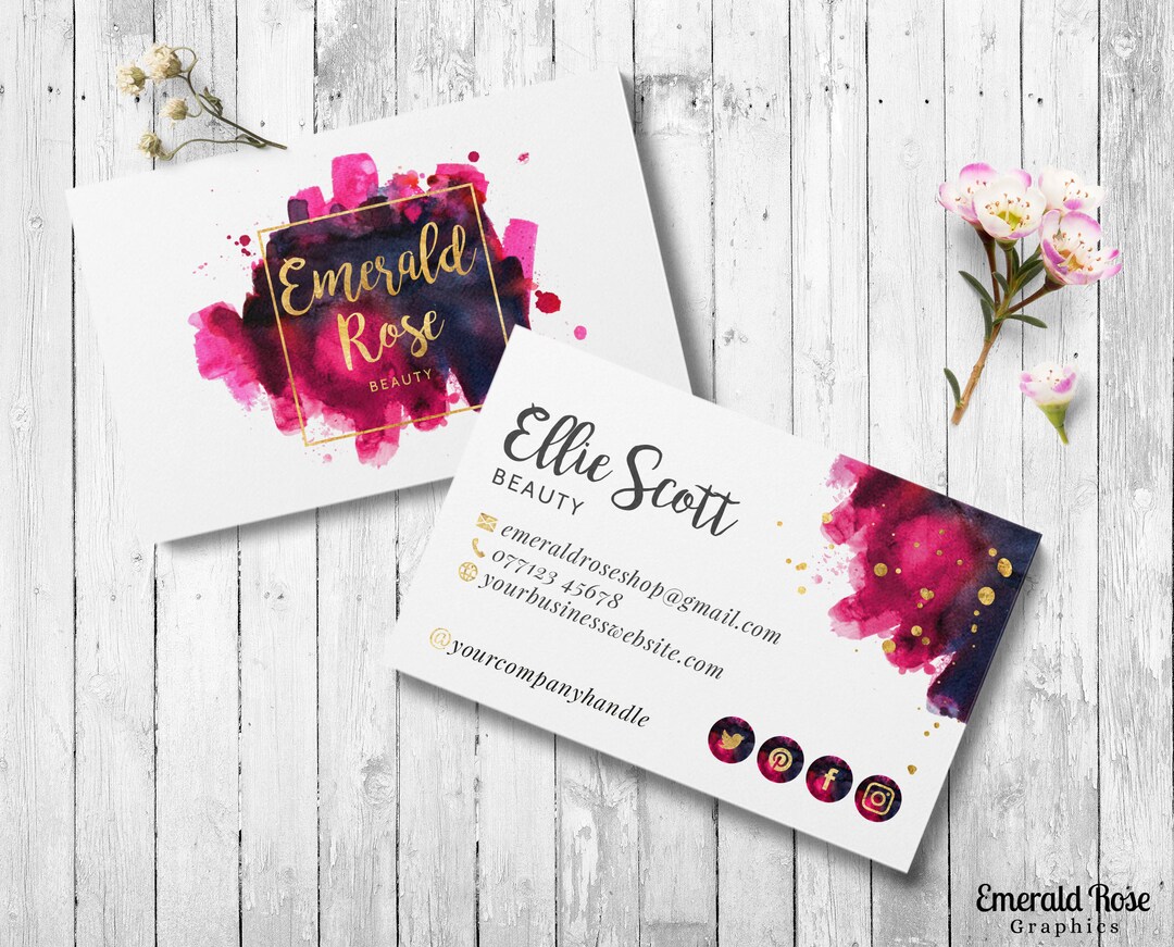 Pink Navy & Gold Logo and Business Card Design Business - Etsy