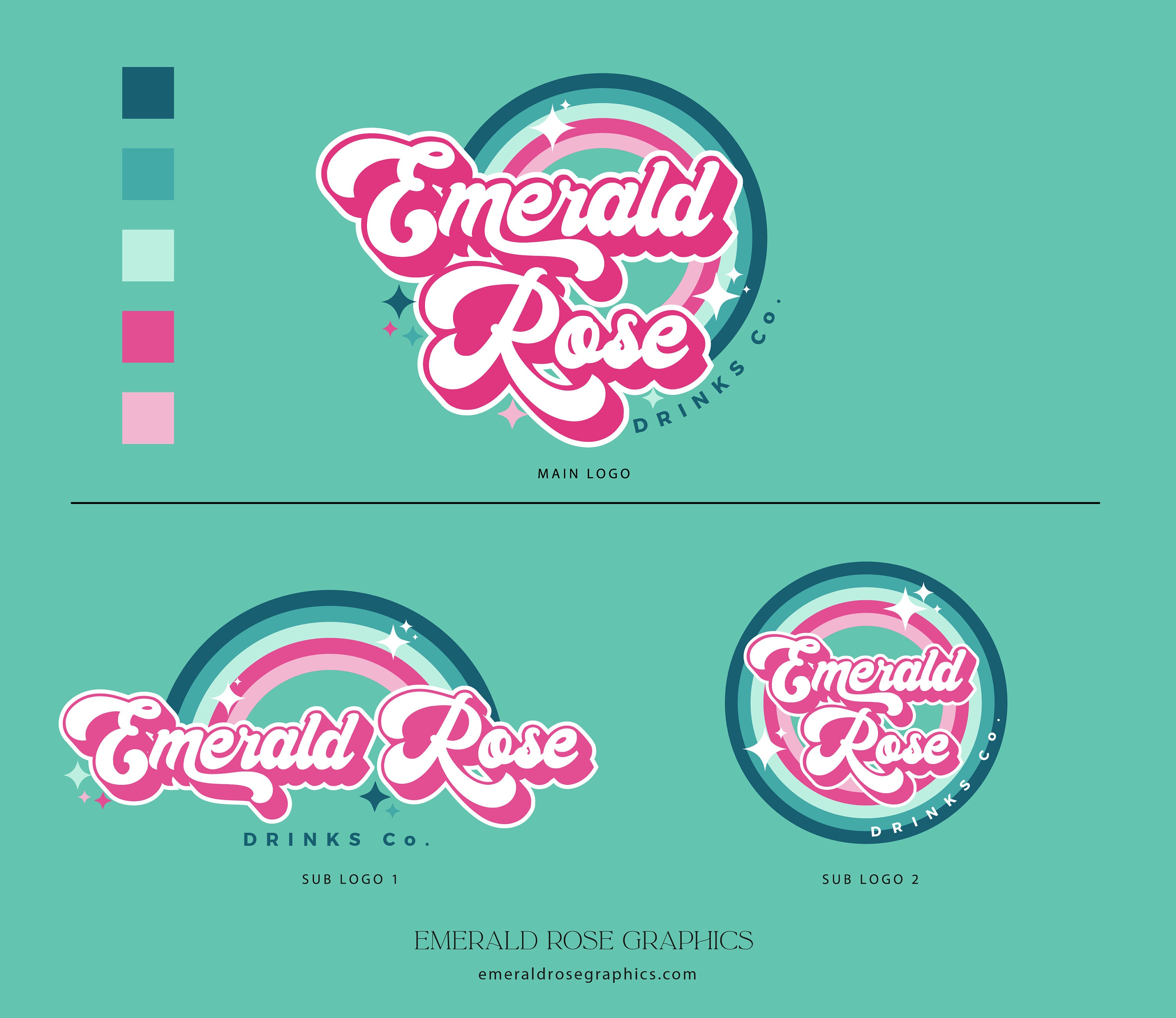 Retro Rainbow Logo Bundle, Bohemian Business Card Design - Etsy
