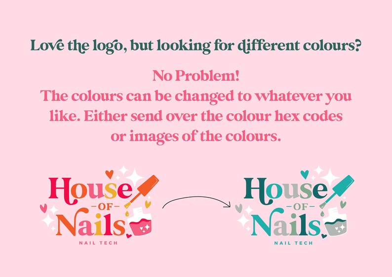 House of Nails Logo Branding, Pink Red Logo Bundle, Pretty Logo ...