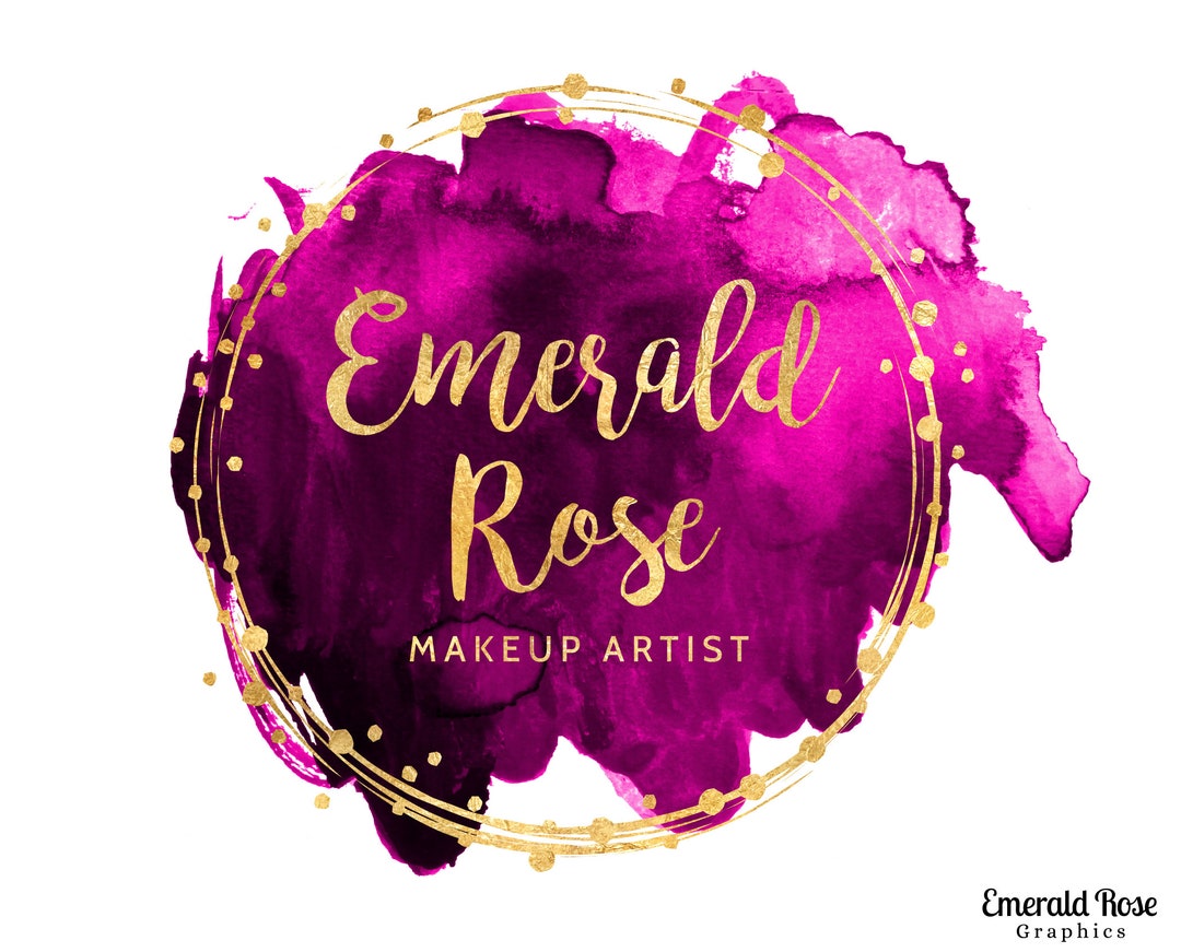 Pre-made Pink and Gold Logo, Website Logo, Business Logo, Watercolour ...