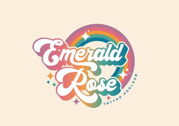 Rainbow Retro Logo Pretty Beauty Logo Bundle Funky Logo - Etsy