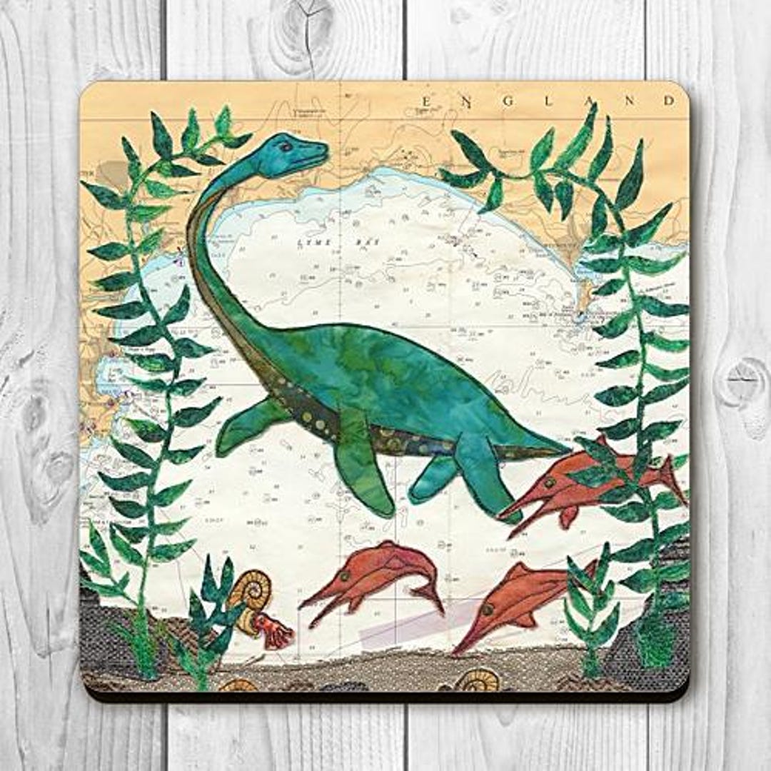 Jurassic Coast Dorset Devon Dinosaur Coaster by Hannah Wisdom Textiles ...