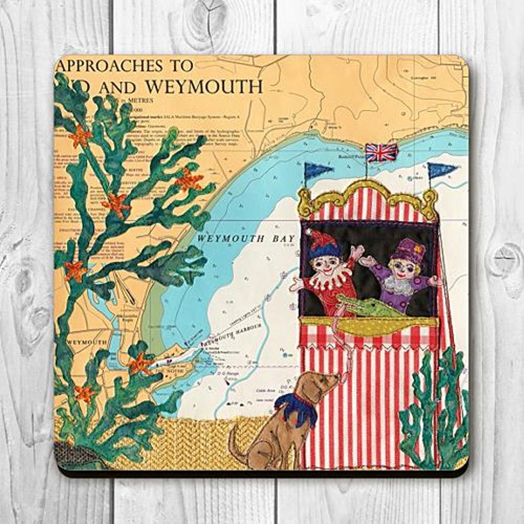 Punch and Judy at Weymouth Dorset Coaster by Hannah Wisdom Textiles ...