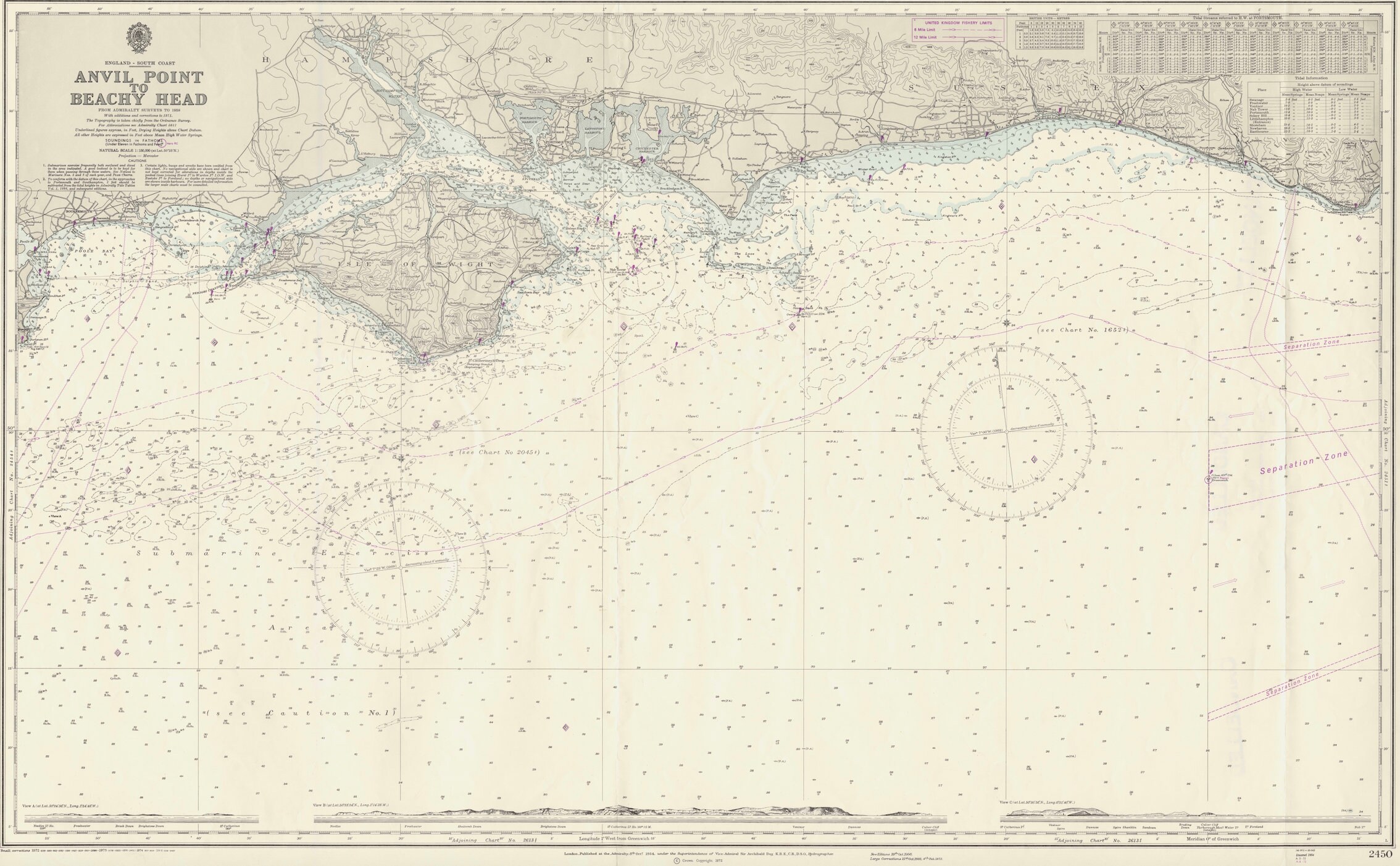 Solent Vintage Sea Chart Giclee Fine Art Print - Solent Cowes ...