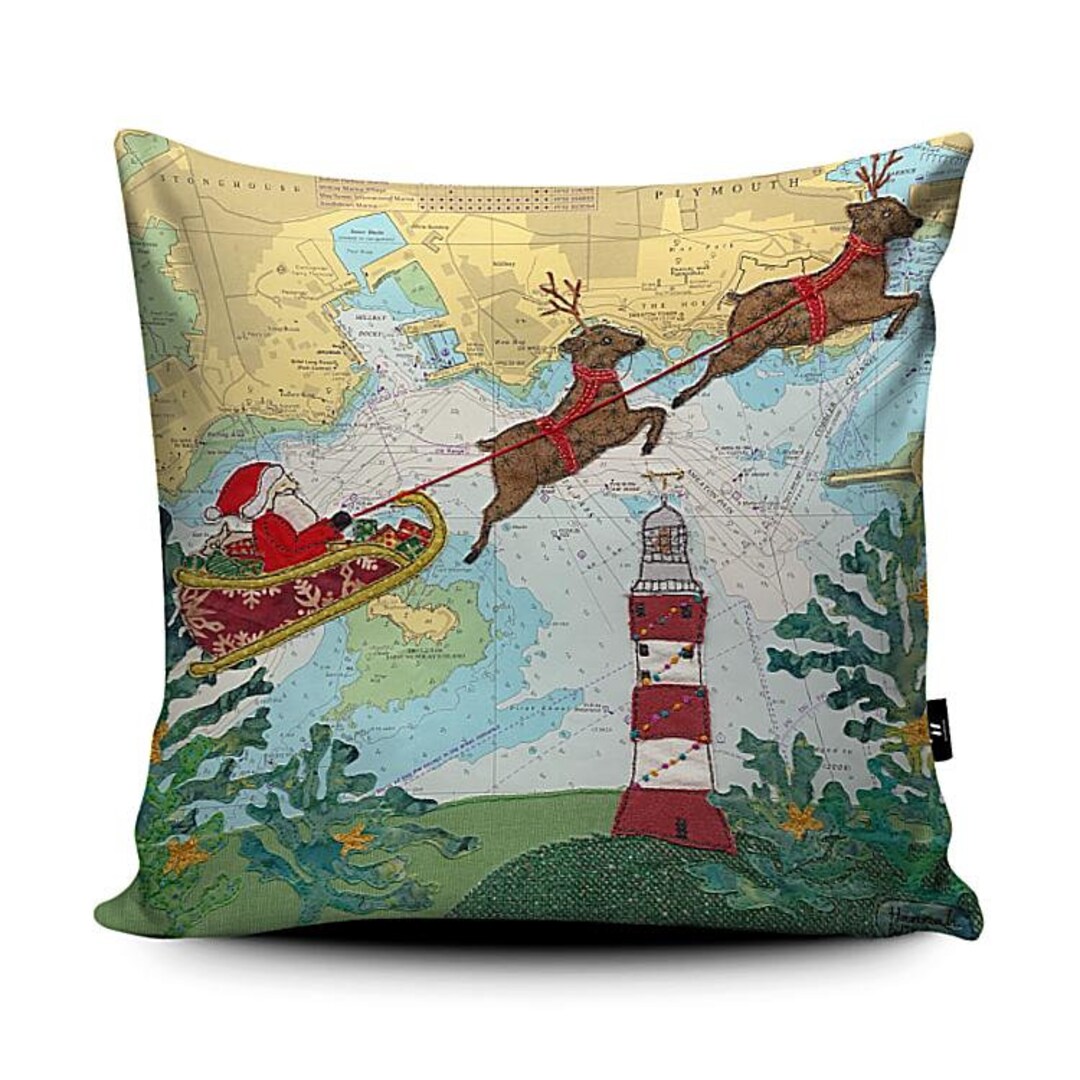 Christmas Hoe Hoe Hoe Plymouth Devon Cushion Pillow - Coastal Themes on ...