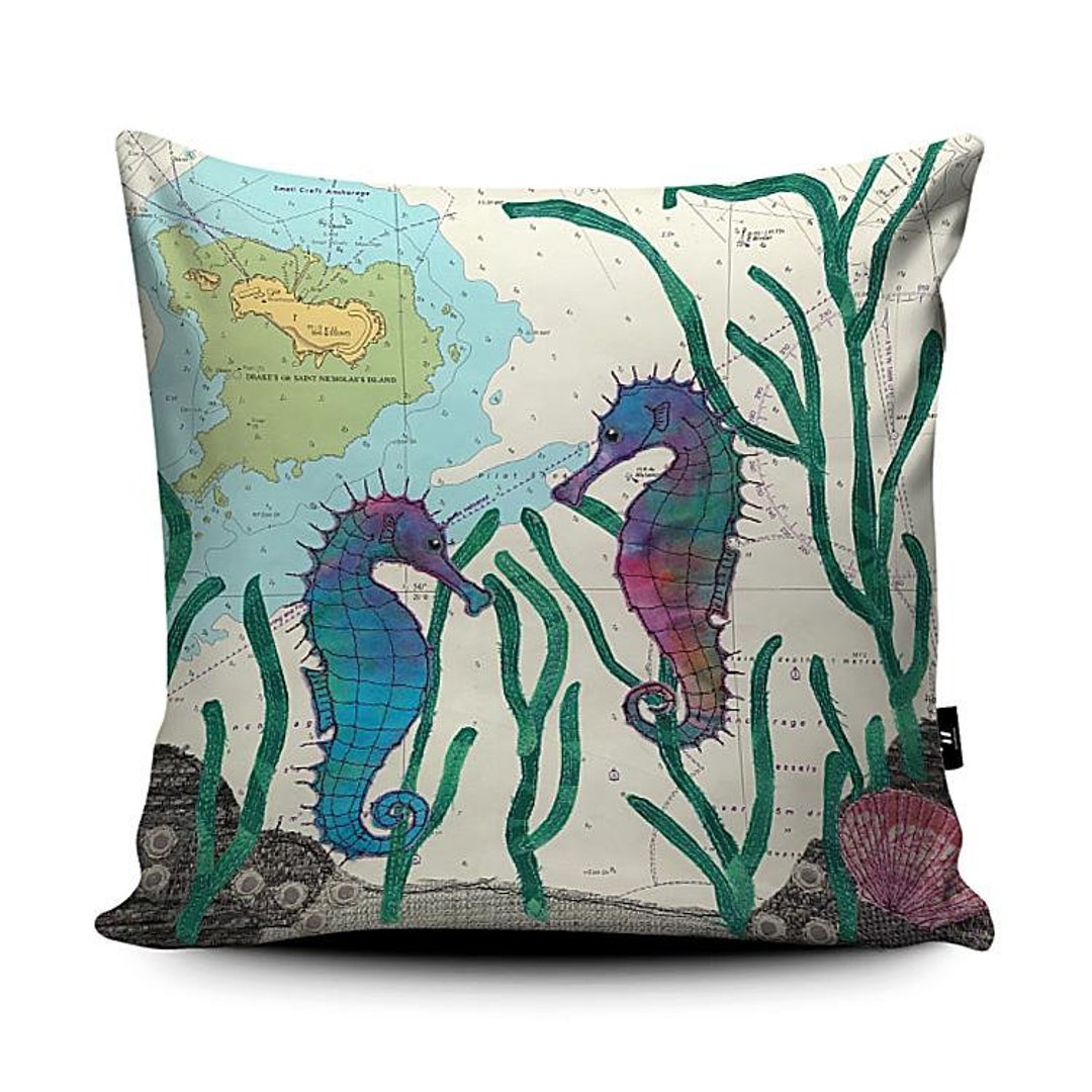 Seahorses at Drakes Island Devon Cushion Pillow Coastal Themes on Old ...
