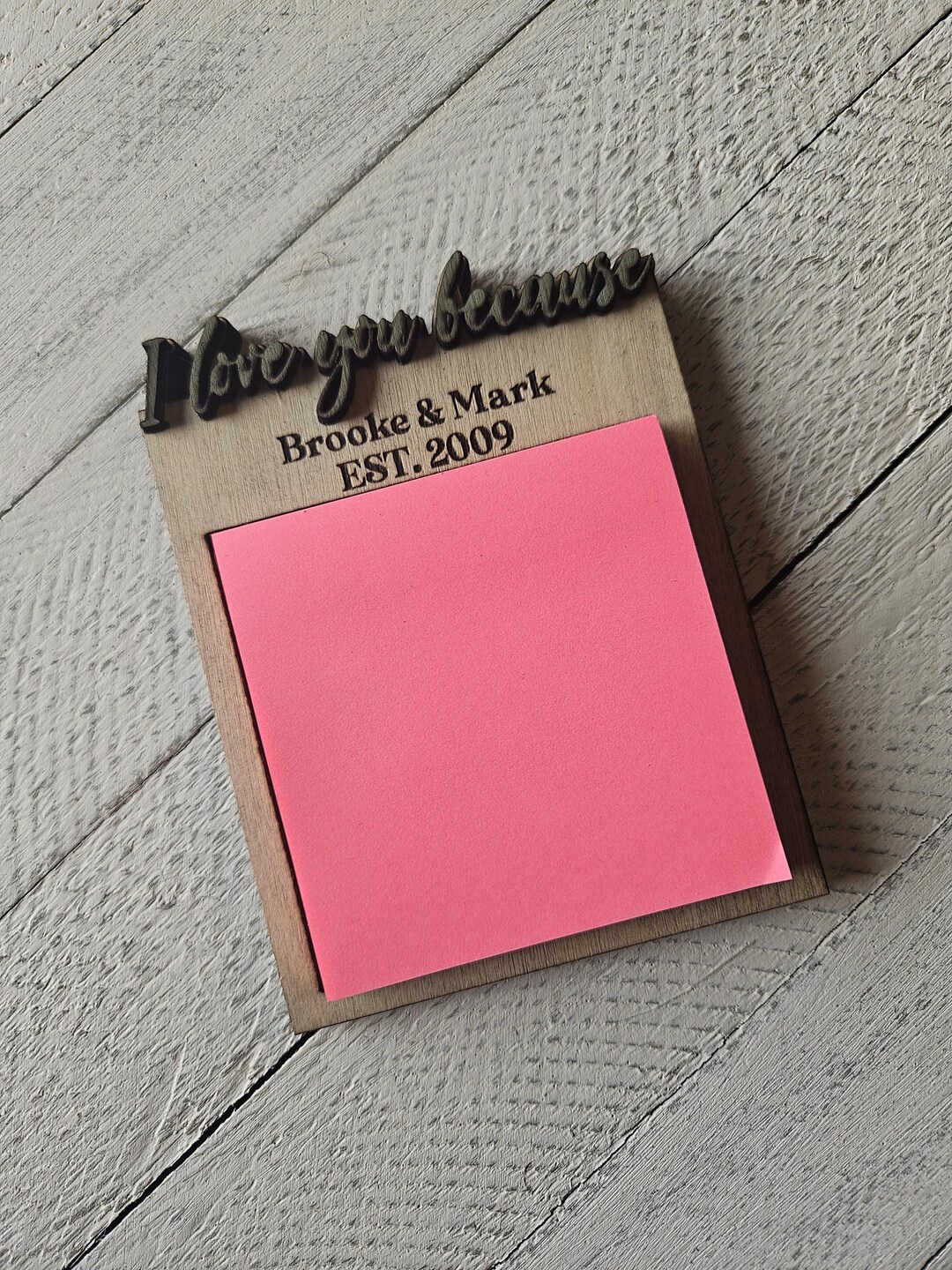 I Love You Because Sticky Note Holder, Couple Gift, Valentine's Day ...