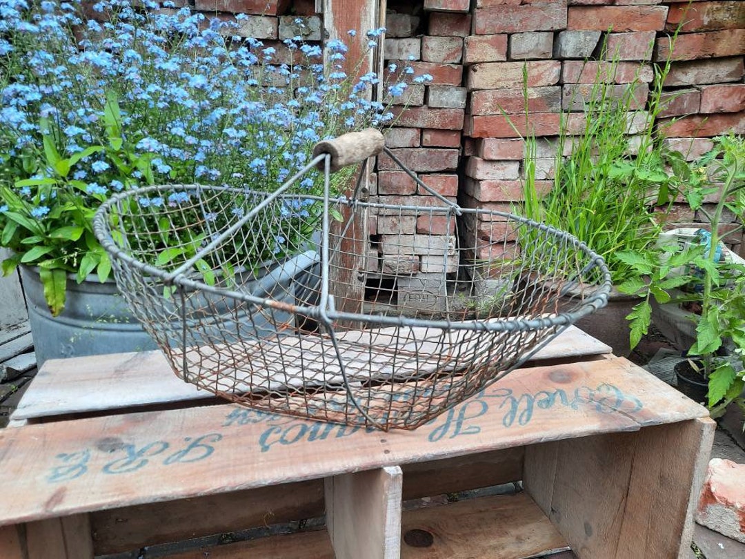 Ancient Harvest Basket Wire Wire Mesh Potato Basket Wire Basket Vintage ...