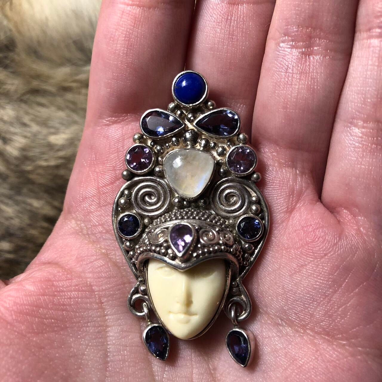 Sterling Silver Sajen Bone Goddess Pendant pin Etsy