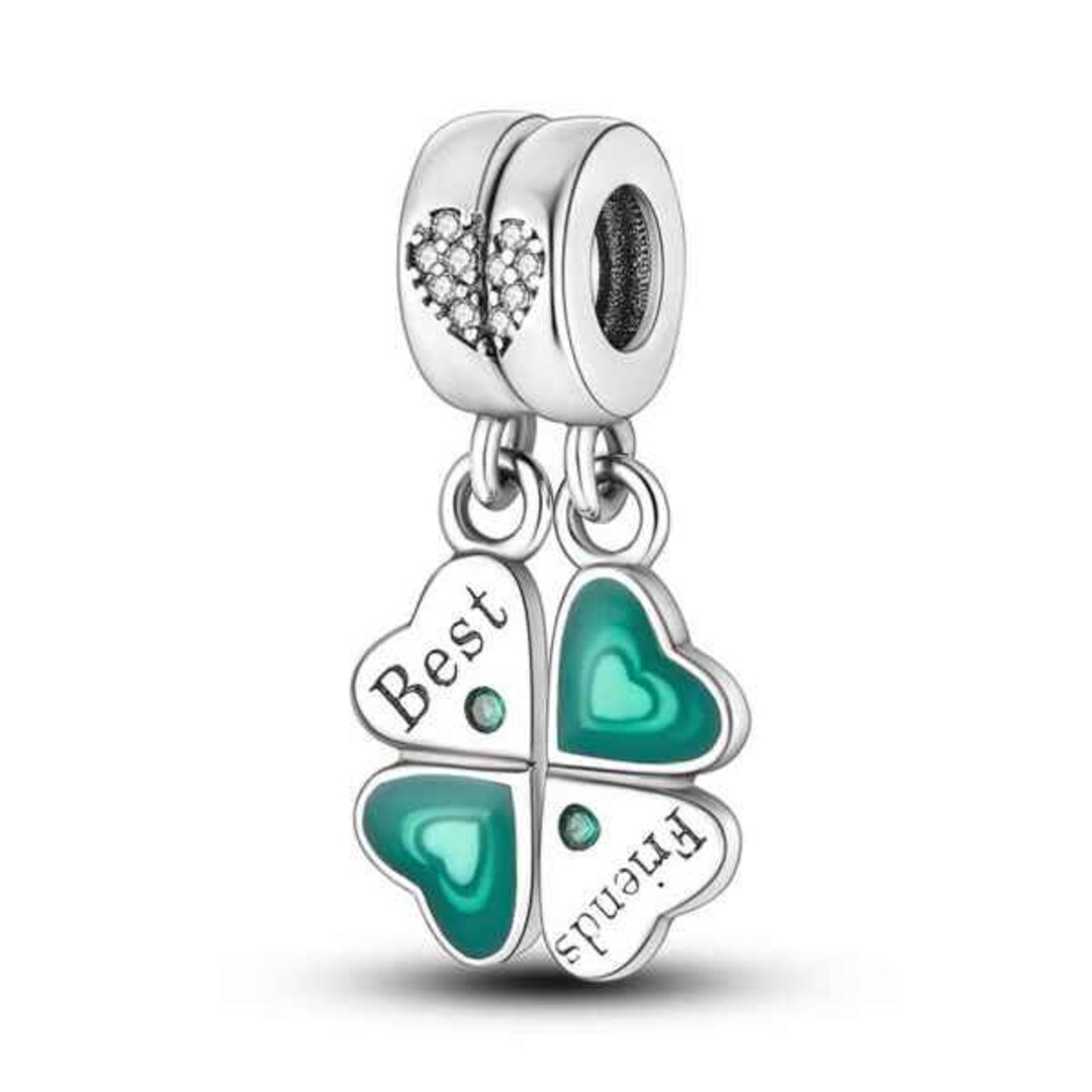 Four Leaf Clover Best Friends Charm Bead Genuine 925 Sterling Silver - Etsy